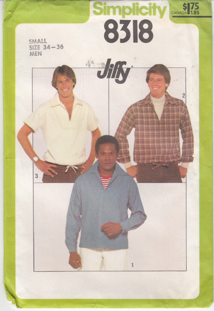 Mens Pullover Top 3 Styles Vintage Simplicity Pattern 8318 cut SIzE 42 ...
